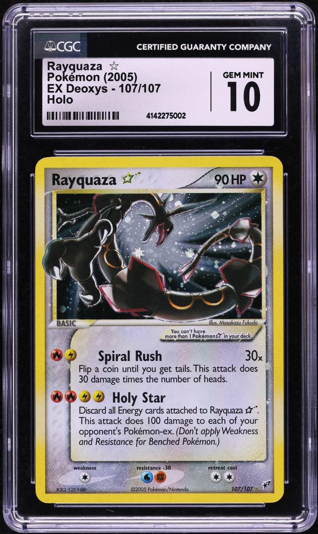2005 Pokemon EX Deoxys Holo Rayquaza Gold Star #107 CGC 10 GEM MINT on ...