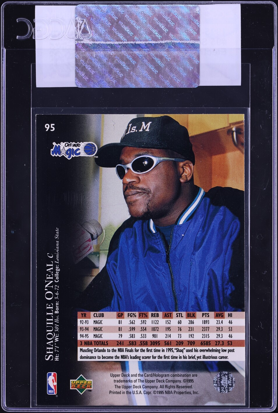 1995 Upper Deck Electric Court Shaquille O'Neal #95 CGC AUTH on Fanatics Collect
