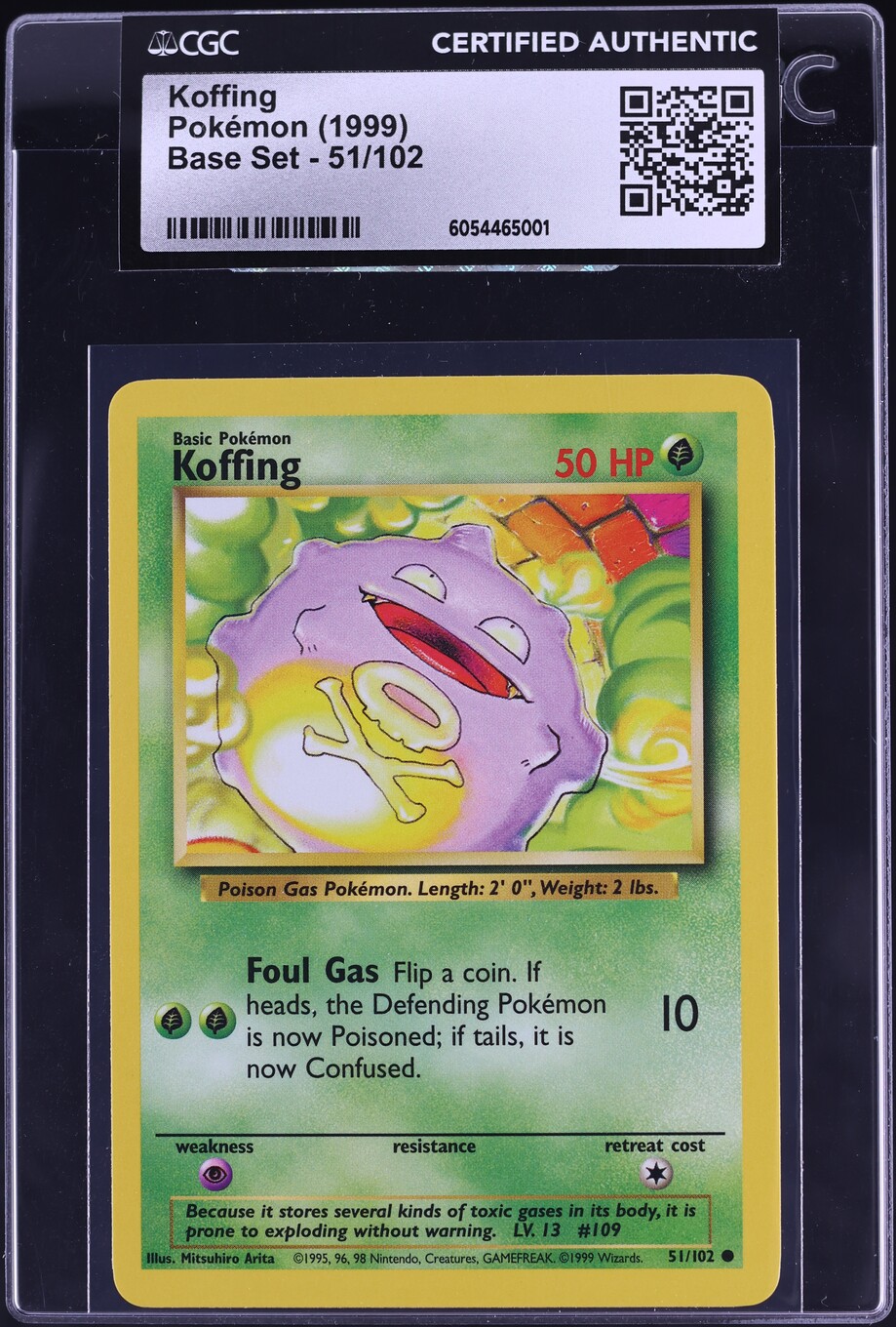 1999 Pokemon Base Set Koffing #51 CGC AUTH on Fanatics Collect