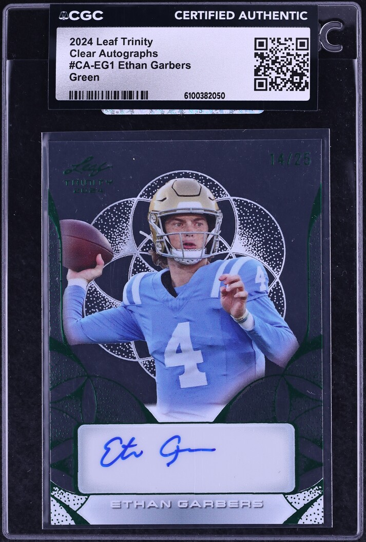 2024 Leaf Trinity Clear Green Ethan Garbers ROOKIE AUTO /25 #CA-EG1 CGC ...