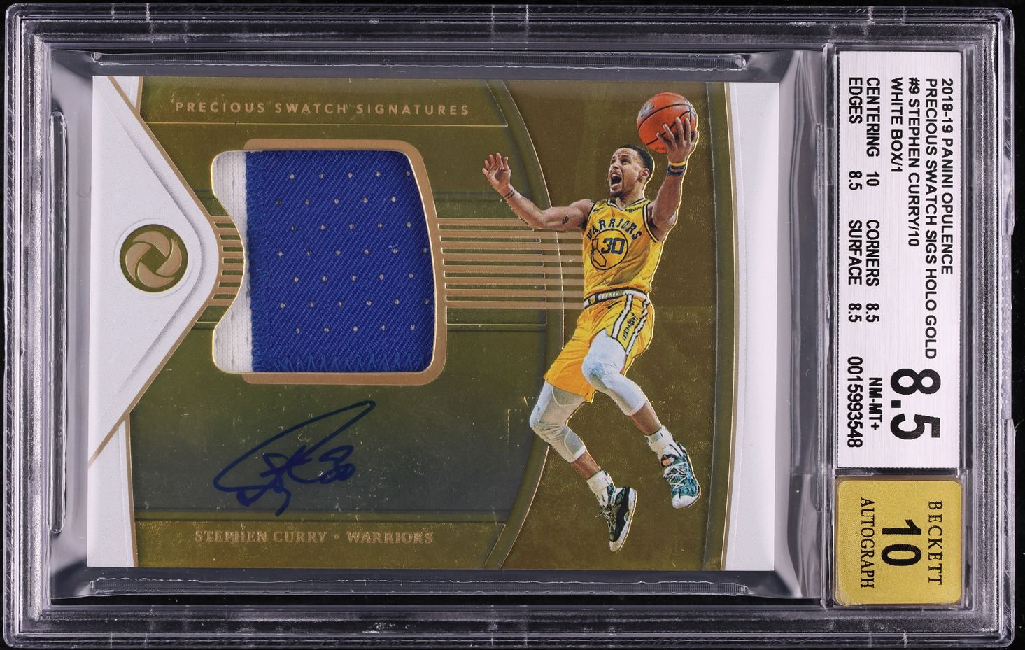2018 Panini Opulence Precious Holo Gold Stephen Curry PATCH AUTO 1/1 ...