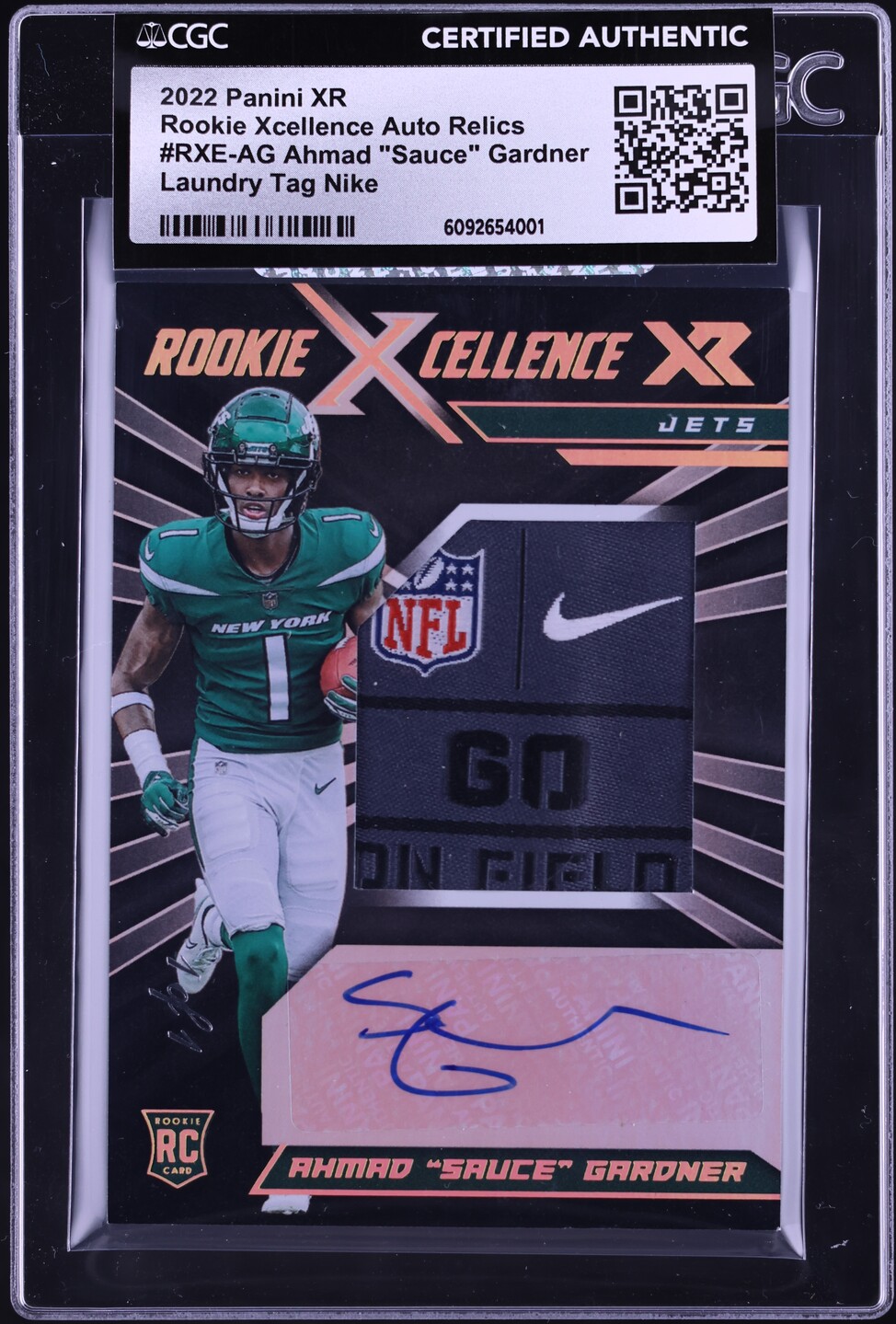 2022 Panini XR Xcellence Laundry Tag Nike Ahmad Sauce Gardner ROOKIE ...