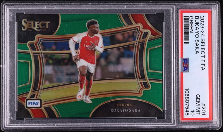 2023 Select Field Level FIFA Green Bukayo Saka 1/5 #201 PSA 10 GEM MINT ...