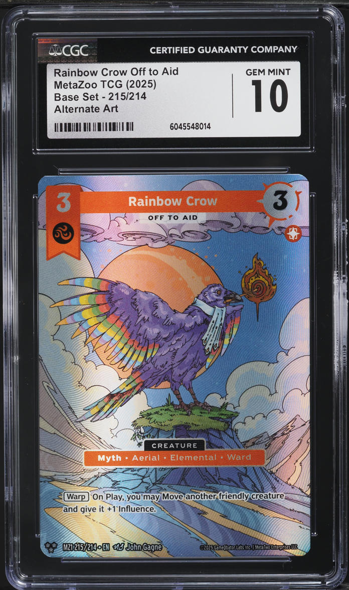 2025 MetaZoo TCG Base Set Alt Art Rainbow Crow Off To Aid #215 CGC 10 GEM MINT on Fanatics Collect