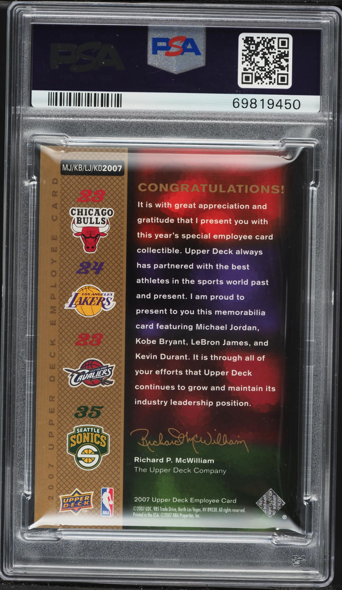 2007 Upper Deck Quad Michael Jordan LeBron James Kobe Bryant Kevin ...