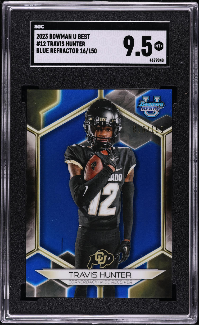 2023 Bowman U Best Blue Refractor Travis Hunter ROOKIE /150 #12 SGC 9.5 ...