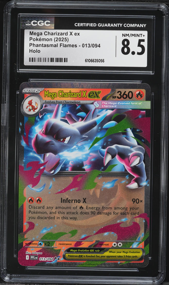 2025 Pokemon Mega Phantasmal Flames Holo Mega Charizard X Ex #13 CGC 8. ...