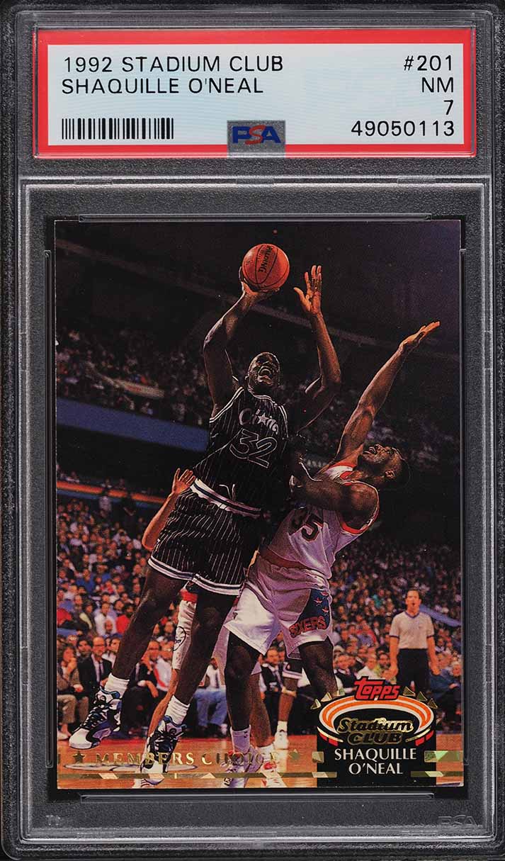 1992 Stadium Club Member's Choice Shaquille O'Neal ROOKIE #201 PSA 7 NRMT on Fanatics Collect