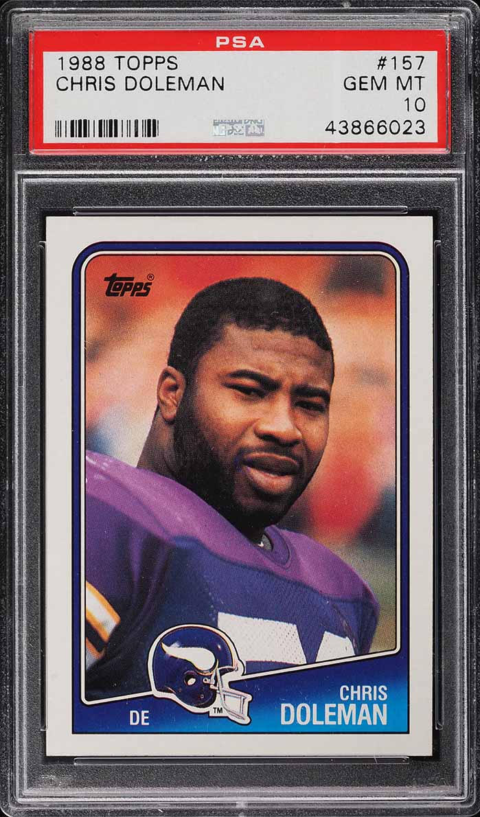 1988 Topps Football Chris Doleman ROOKIE RC #157 PSA 10 GEM MINT on ...