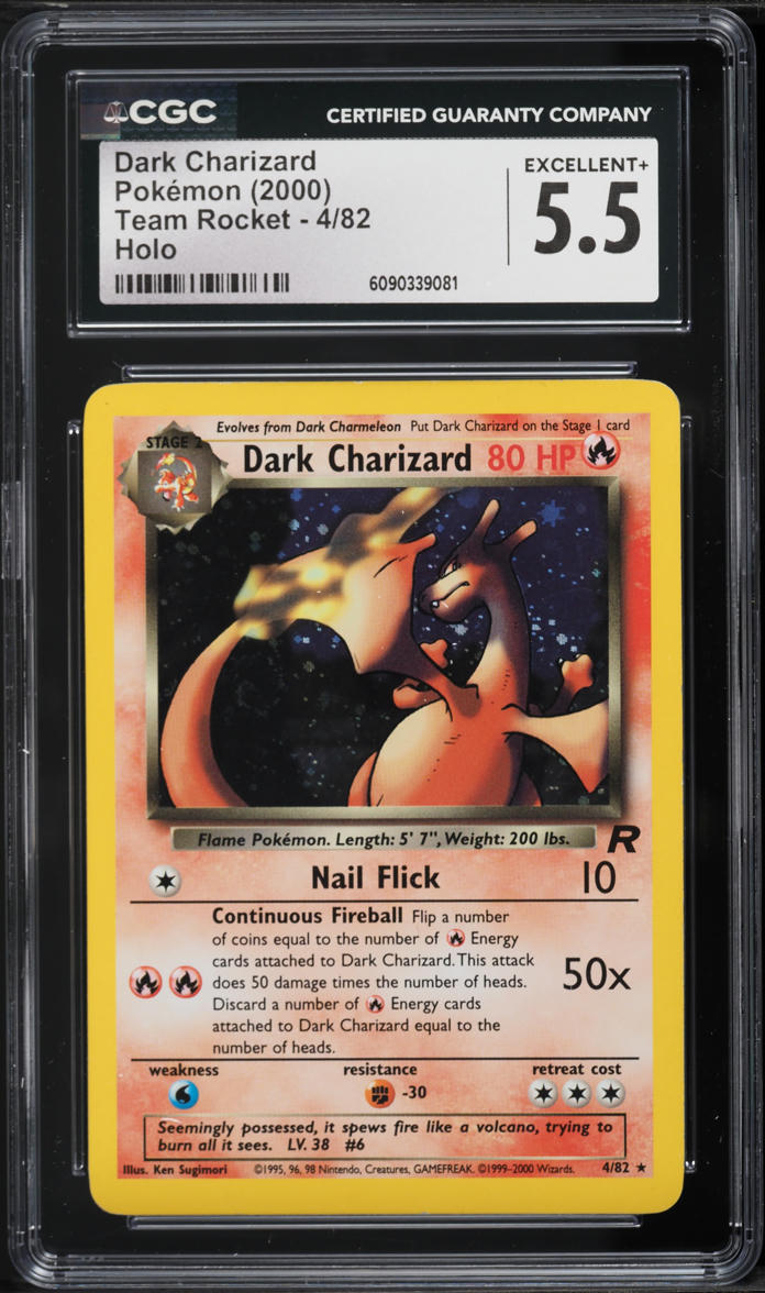 2000 Pokemon Team Rocket Holo Dark Charizard #4 CGC 5.5 EX+ on Fanatics ...