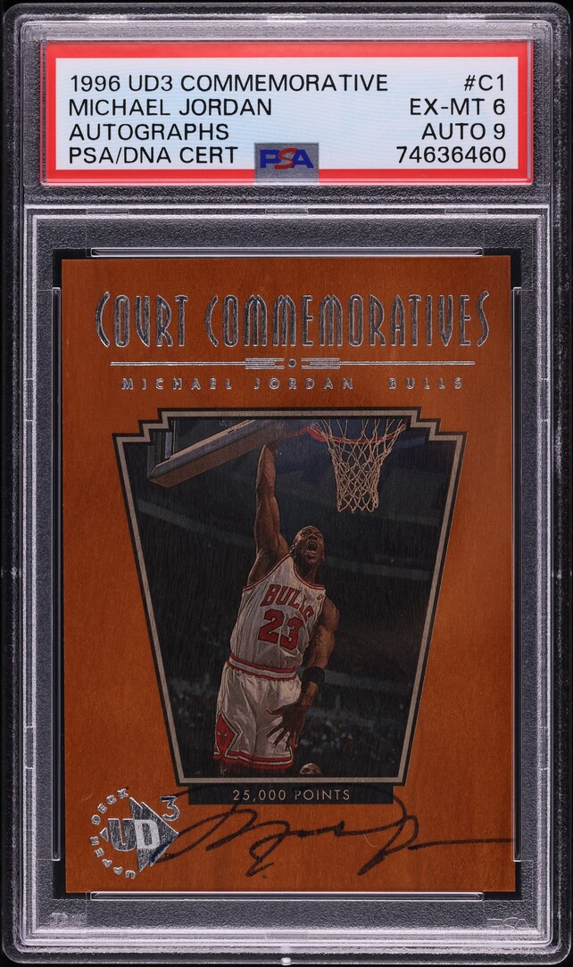 1996 UD3 Court Commemorative Michael Jordan AUTO DNA 9 #C1 PSA 6 EXMT ...
