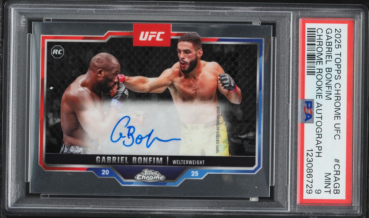 2025 Topps Chrome UFC Gabriel Bonfim ROOKIE AUTO #CRAGB PSA 9 MINT on ...