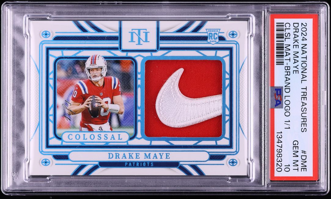 2024 National Treasures Colossal Materials Drake Maye ROOKIE PATCH 1/1 ...