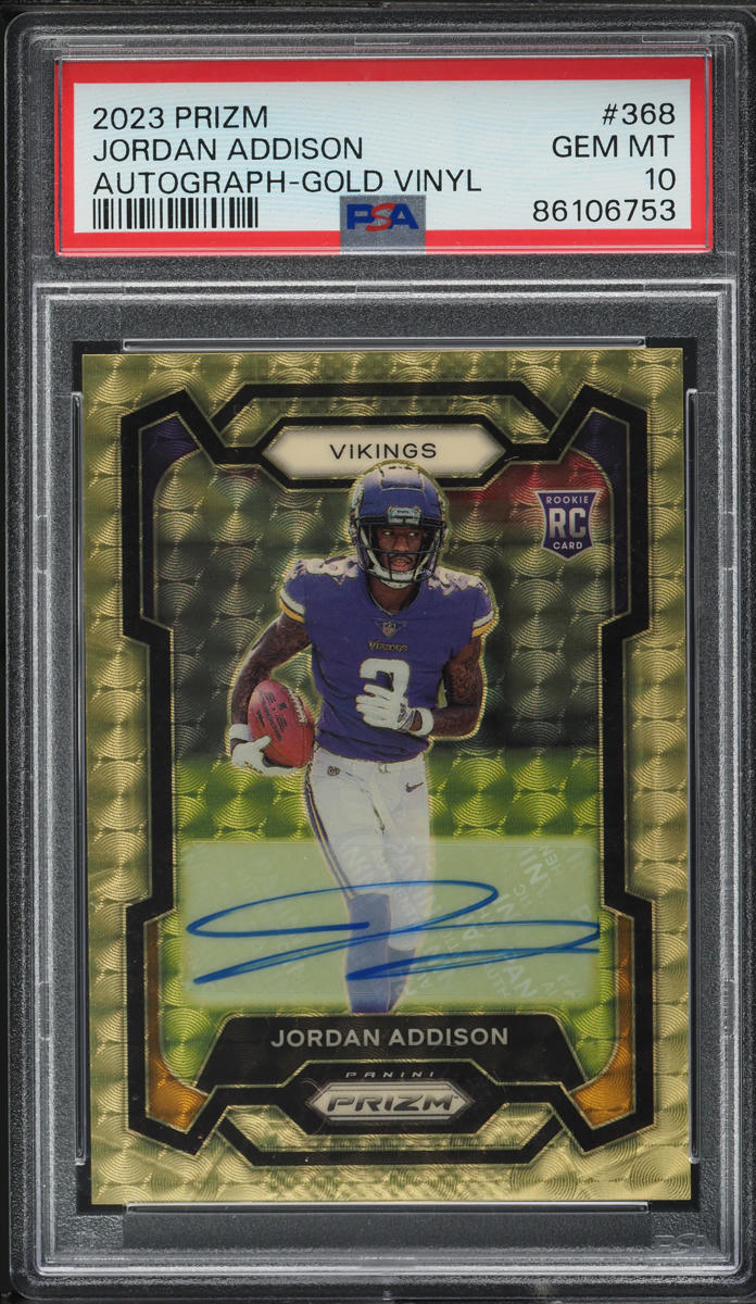 2023 Panini Prizm Gold Vinyl Jordan Addison ROOKIE AUTO /5 #368 PSA 10 ...