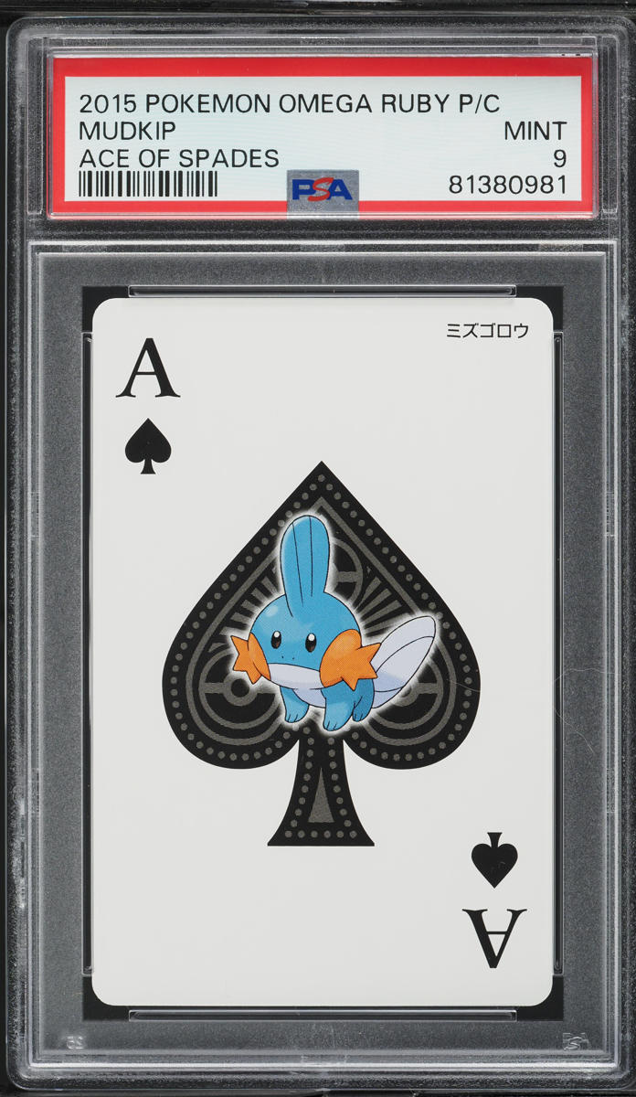 2015 Pokemon Omega Ruby Playing Cards Ace Of Spades Mudkip PSA 9 MINT ...