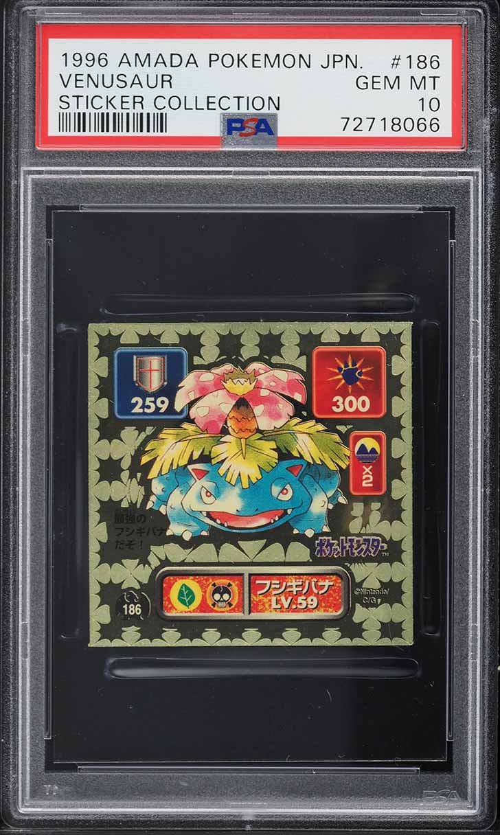 1996 Amada Pokemon Japanese Sticker Collection Venusaur #186 PSA 10 GEM ...