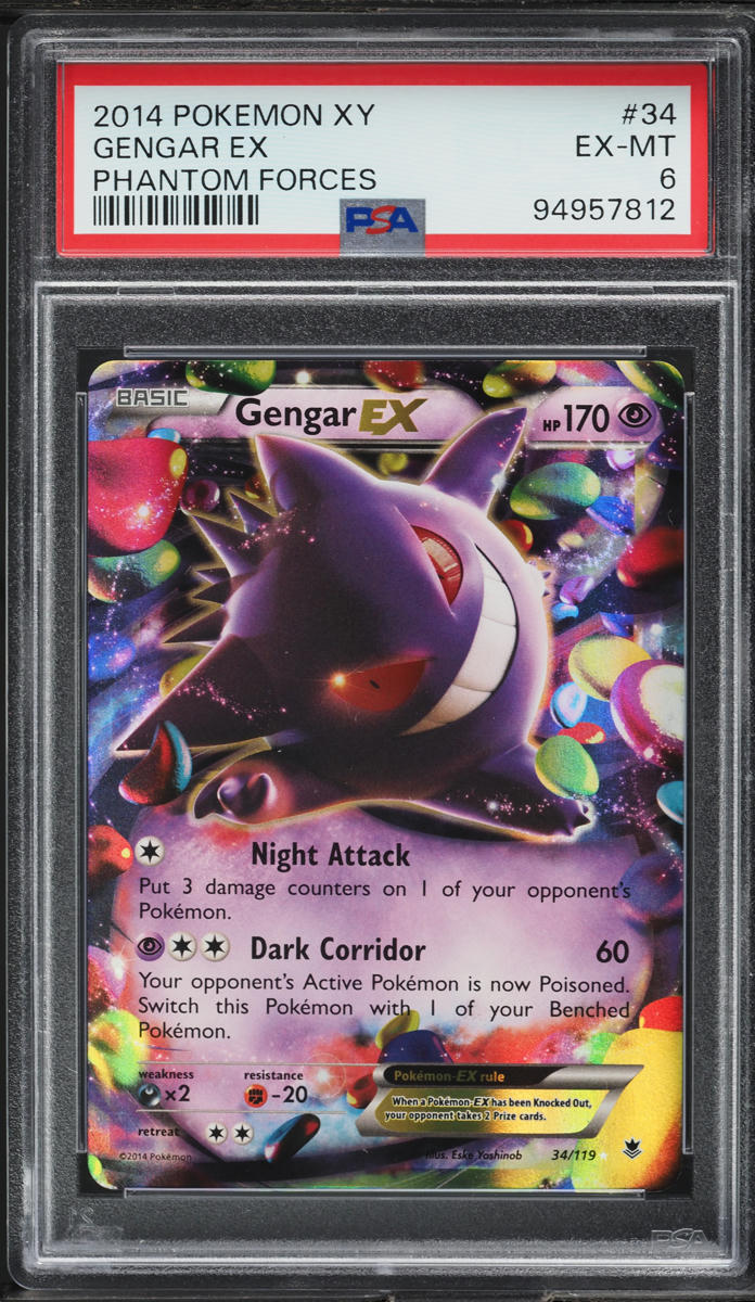 2014 Pokemon XY Phantom Forces Full Art Gengar EX #34 PSA 6 EXMT on ...