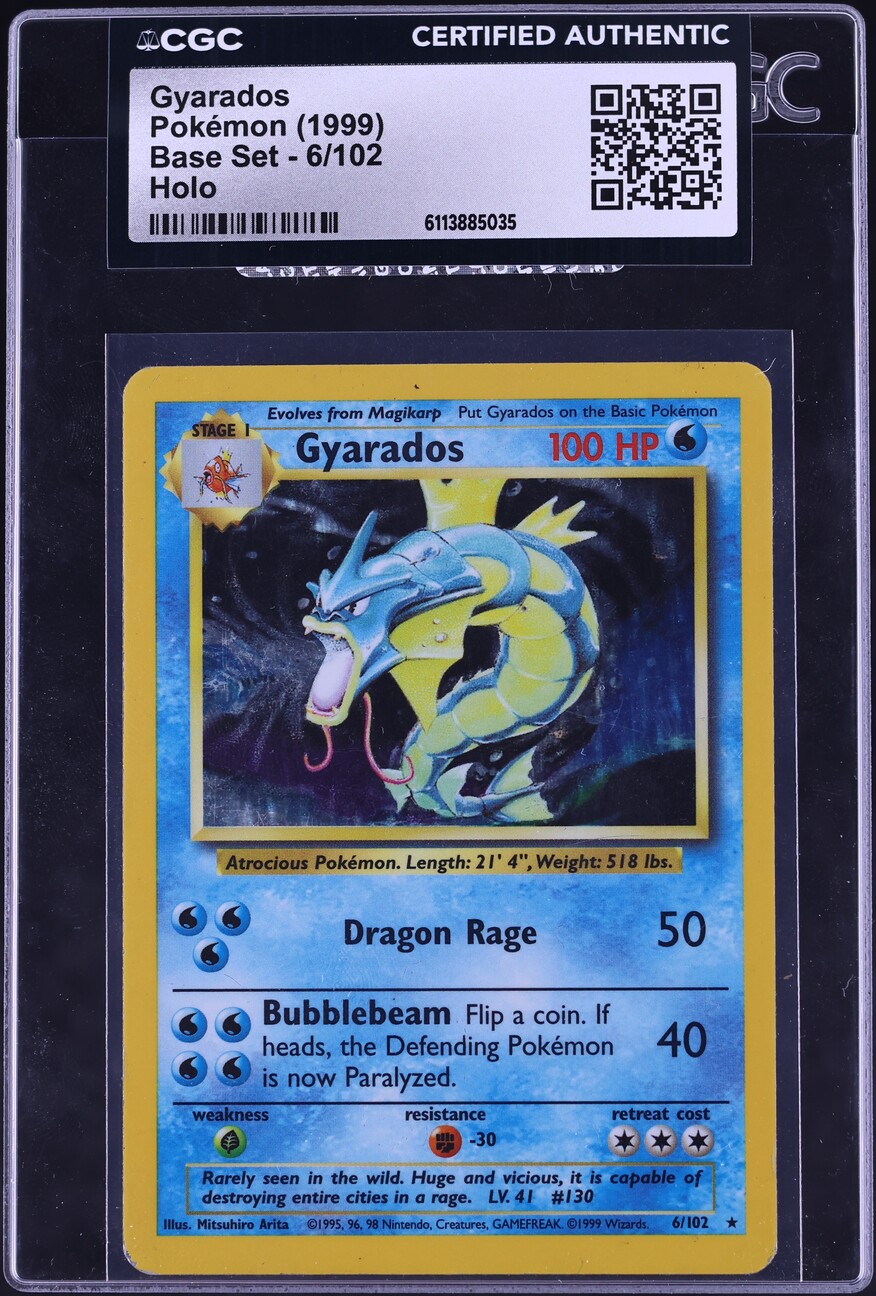 1999 Pokemon Base Set Holo Gyarados #6 CGC AUTH on Fanatics Collect