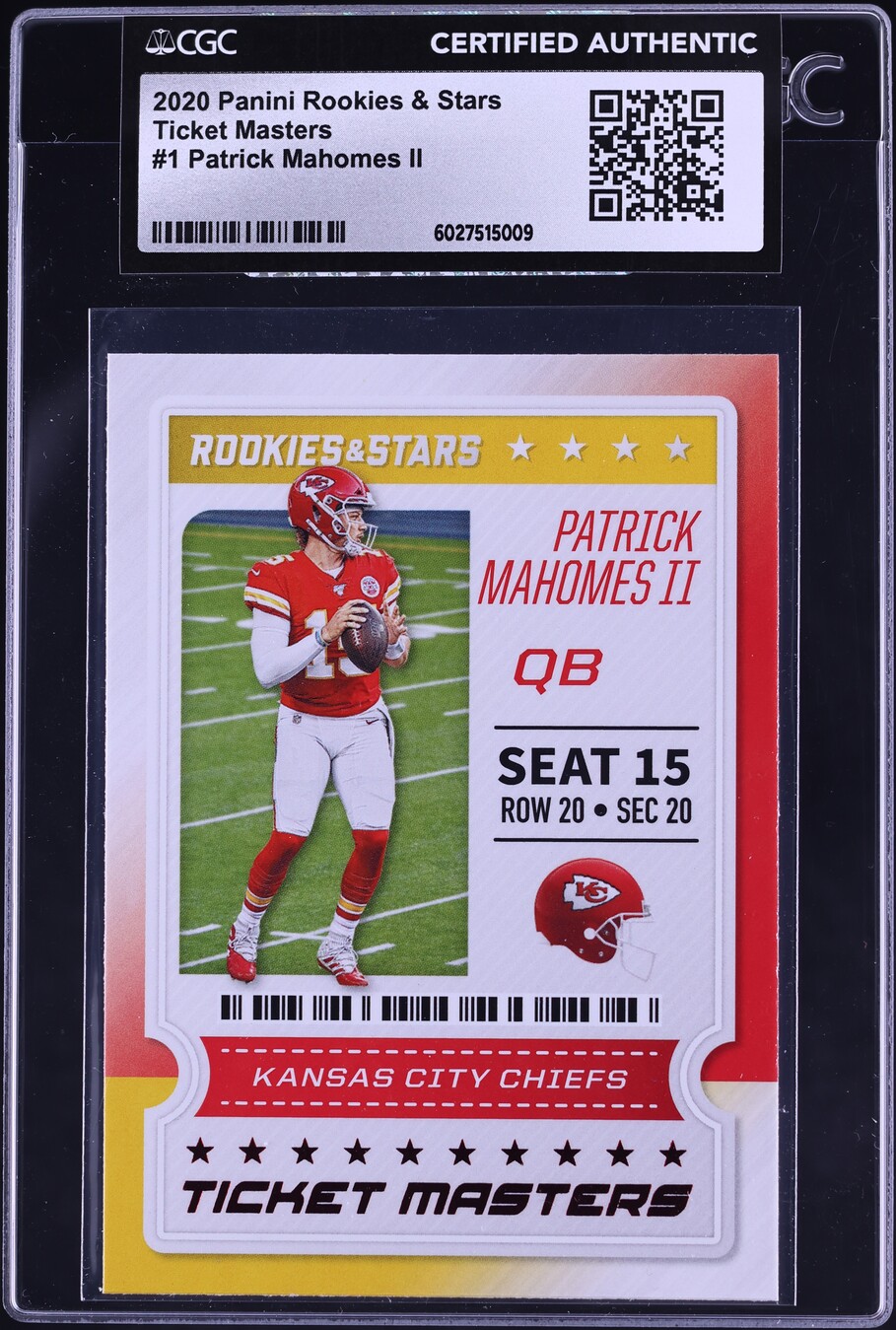 2020 Panini Rookies & Stars Ticket Masters Patrick Mahomes II #1 CGC ...