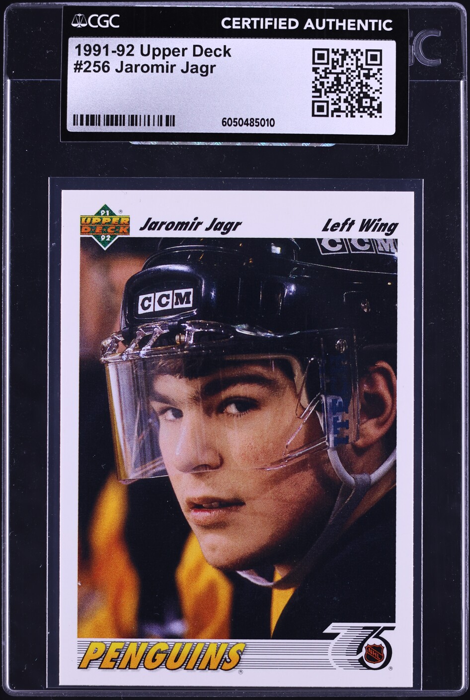 1991 Upper Deck Hockey Jaromir Jagr #256 CGC AUTH on Fanatics Collect