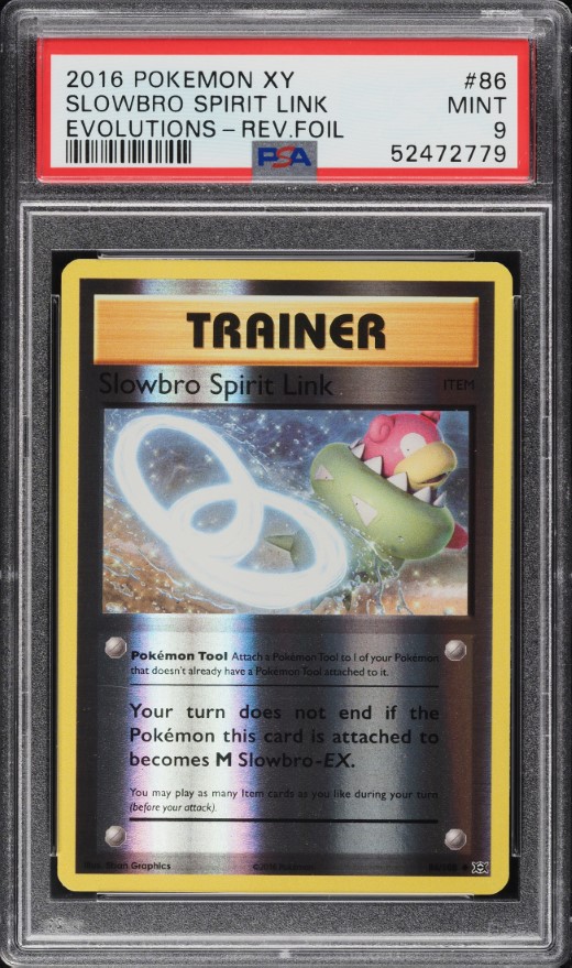 2016 Pokemon XY Evolutions Reverse Foil Slowbro Spirit Link #86 PSA 9 ...