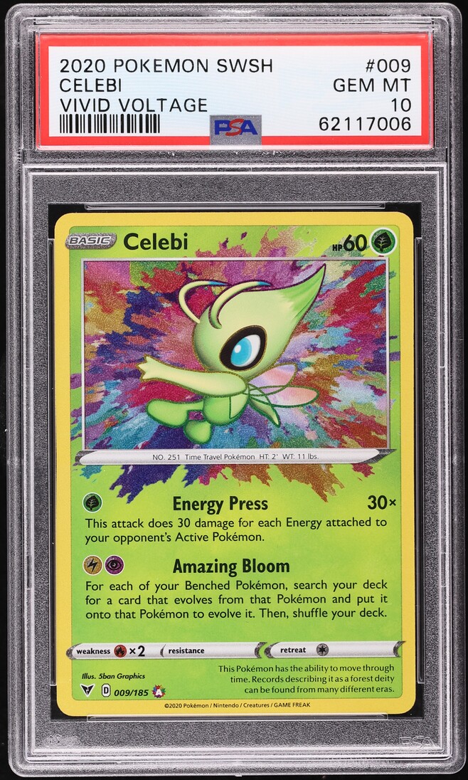 2020 Pokemon Sword & Shield Vivid Voltage Amazing Rare Celebi #9 PSA 10 ...
