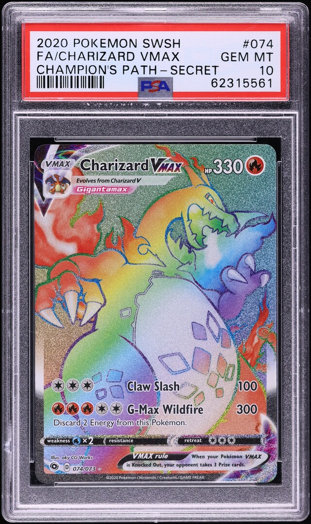 2020 Pokemon SWSH Champion's Path Hyper Rare Charizard VMAX #74 PSA 10 ...