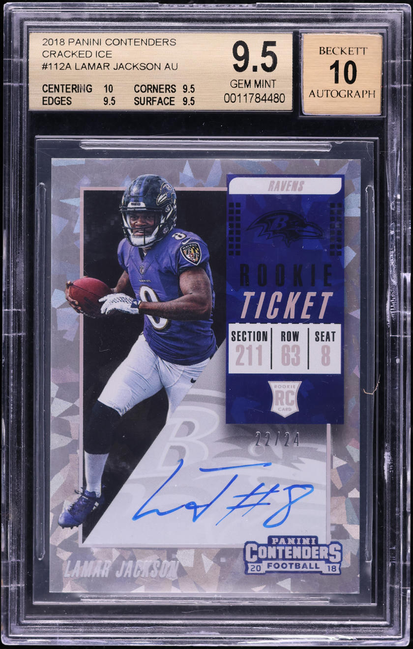 2018 Panini Contenders Cracked Ice Lamar Jackson ROOKIE AUTO /24 #112 ...