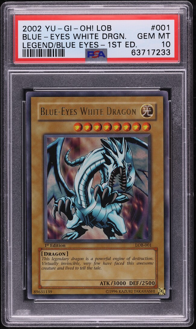 2002 Yu-Gi-Oh! LOB 1st Edition Blue-Eyes White Dragon #LOB-001 PSA 10 GEM MINT on Fanatics Collect
