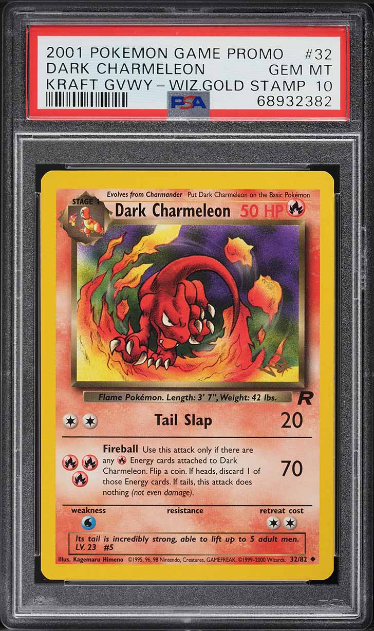 2001 Pokemon Promo Kraft Wizard Gold Stamp Dark Charmeleon #32 PSA 10 ...