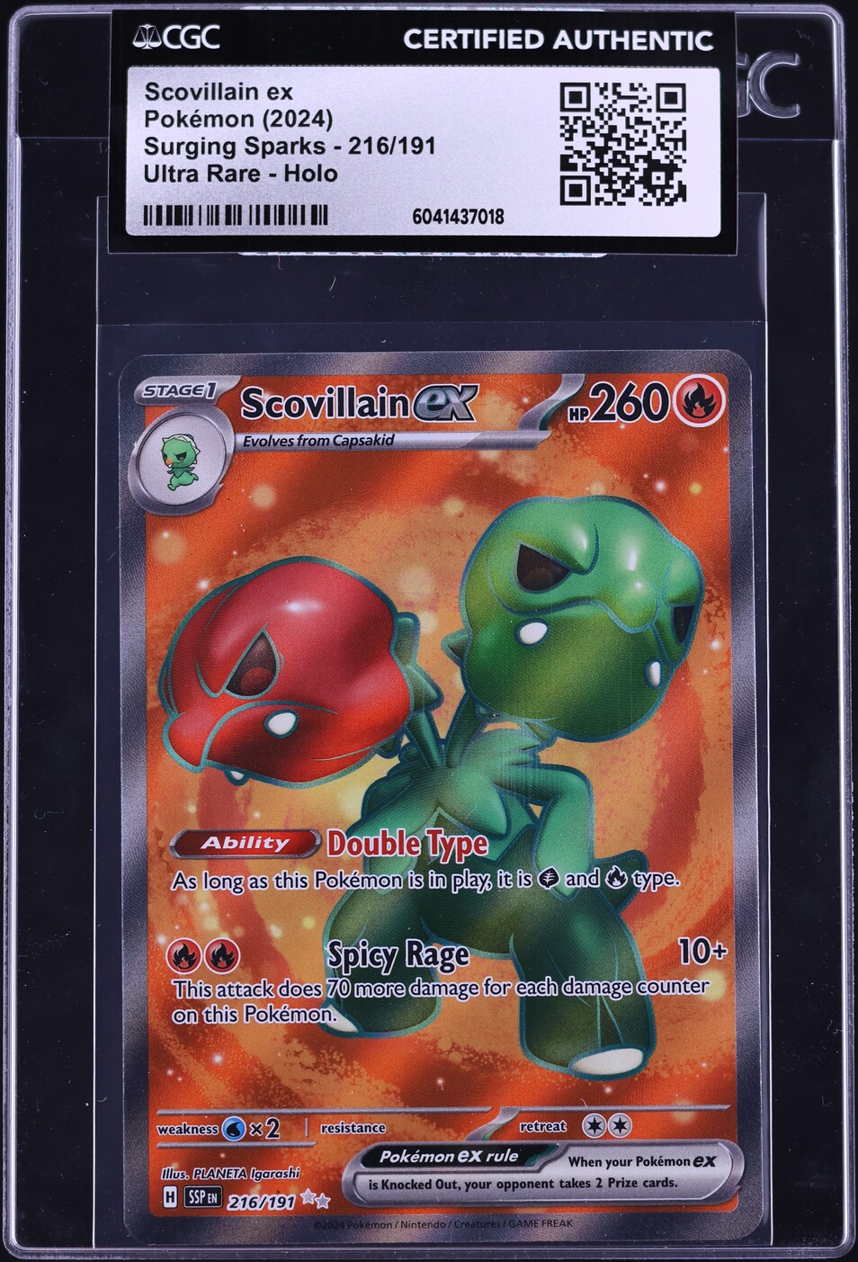 2024 Pokemon SV Surging Sparks Full Art Scovillain ex #216 CGC AUTH on ...