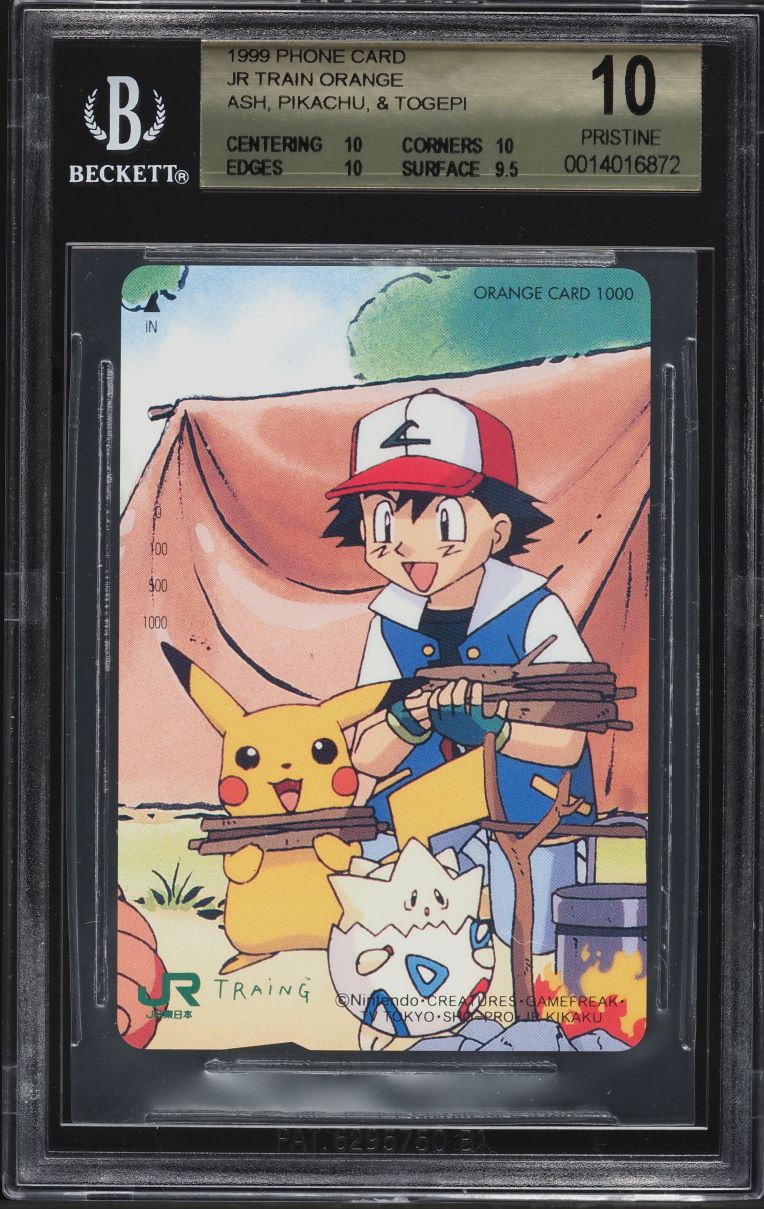 1999 Pokemon Japanese Phone Card Jr Train Orange Ash, Pikachu, & Togepi ...