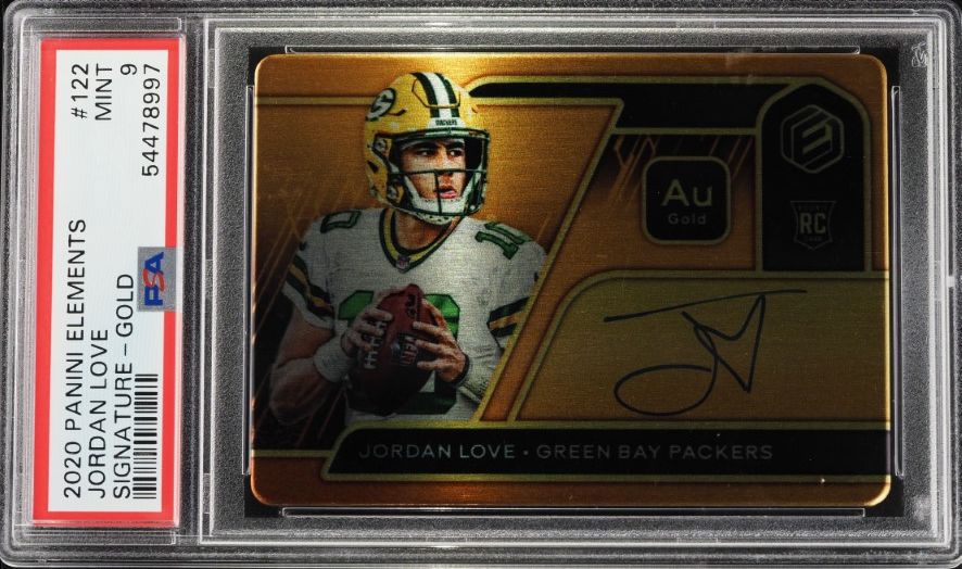 2020 Panini Elements Gold Jordan Love ROOKIE AUTO /79 #122 PSA 9 MINT ...