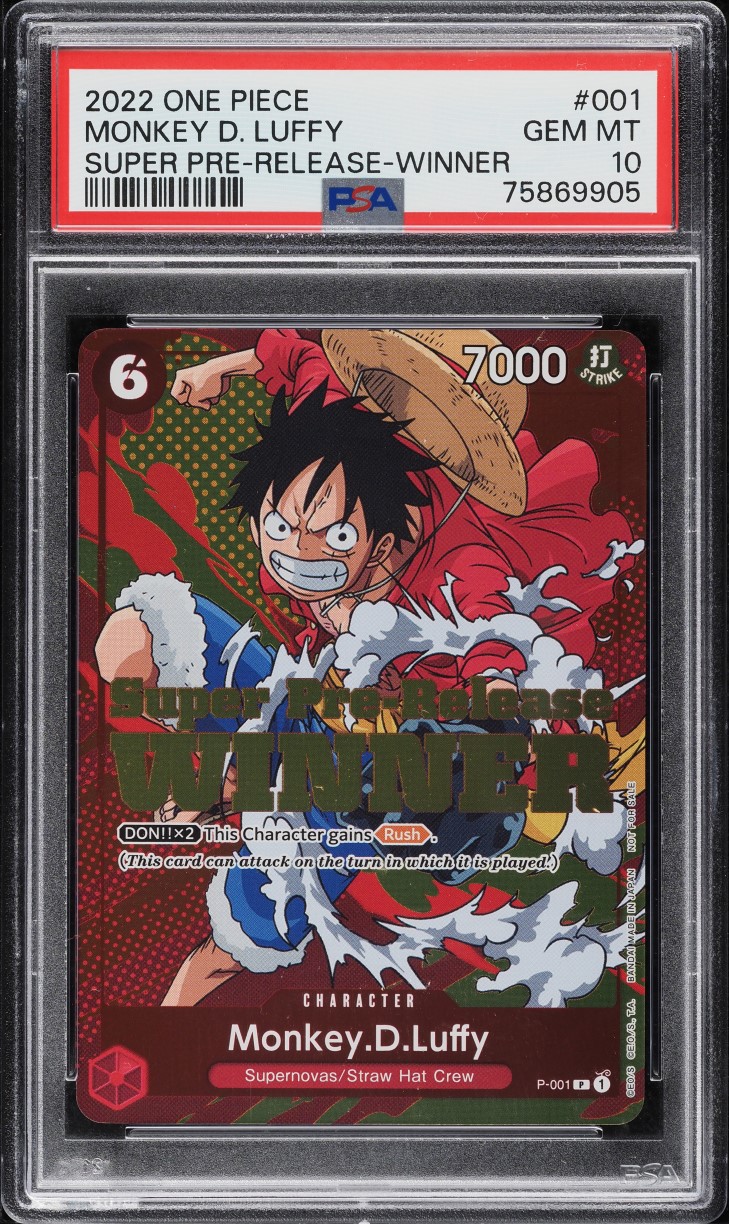 2022 One Piece Promo Super Pre-Release Winner Monkey D. Luffy #1 PSA 10 GEM MINT on Fanatics Collect