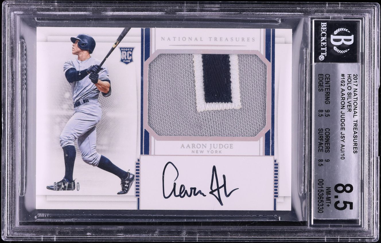 2017 National Treasures Holo Silver Aaron Judge RC PATCH AUTO /10 #162 ...