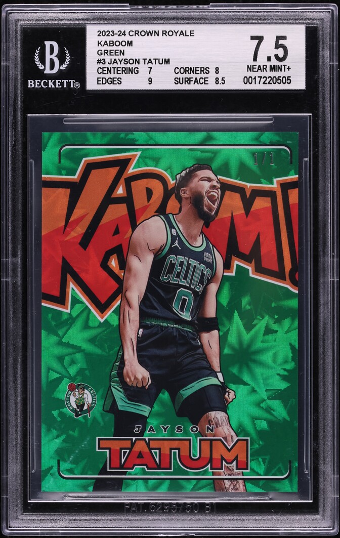 2023 Crown Royale Kaboom Green Jayson Tatum 1/1 #3 BGS 7.5 NRMT+ on ...