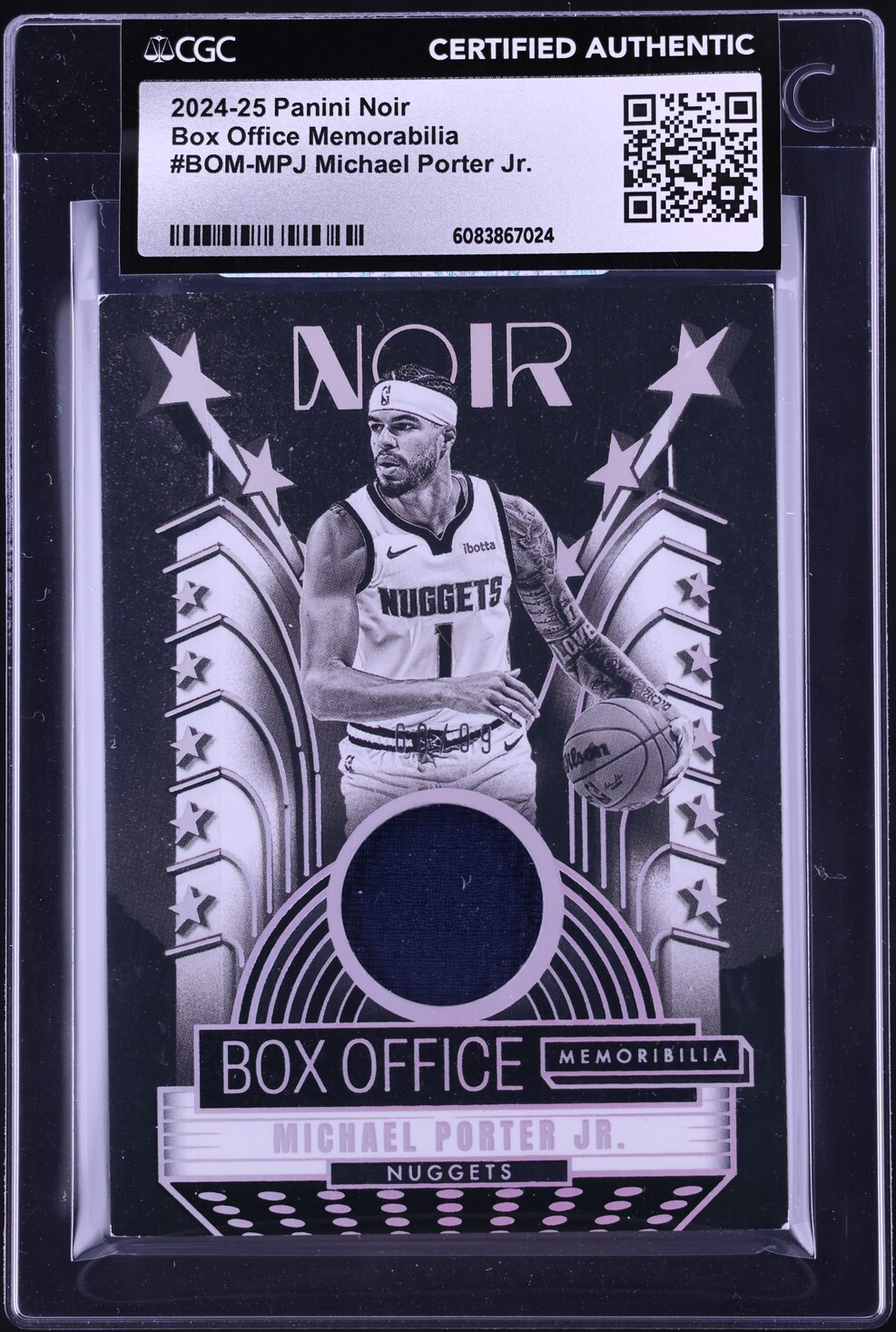 2024 Panini Noir Box Office Michael Porter Jr. PATCH /99 #BOM-MPJ CGC ...