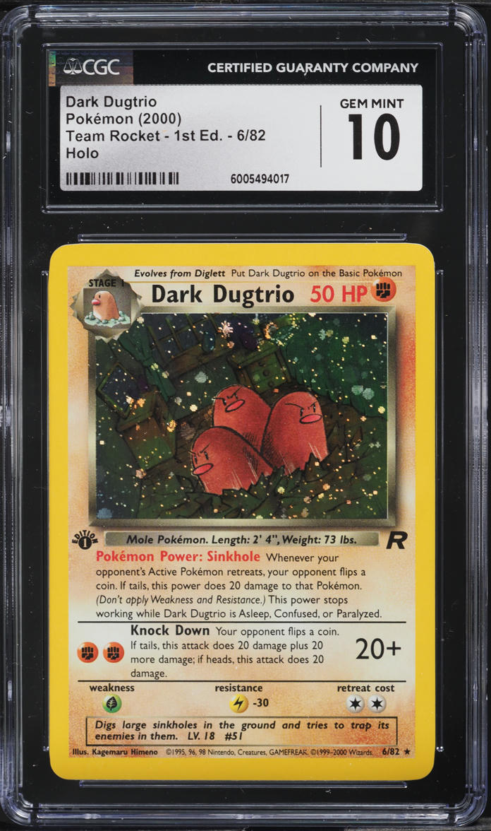 2000 Pokemon Team Rocket 1st Edition Holo Dark Dugtrio #6 CGC 10 GEM MINT on Fanatics Collect