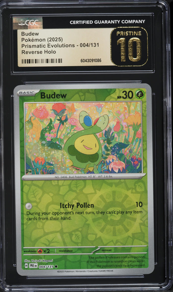2025 Pokemon SV Prismatic Evolutions Reverse Holo Budew #4 CGC 10 ...