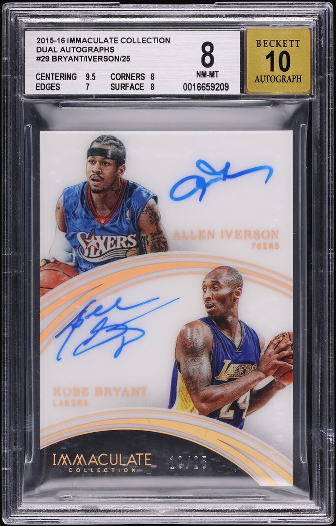 2015 Immaculate Collection Dual Kobe Bryant & Allen Iverson AUTO /25 ...