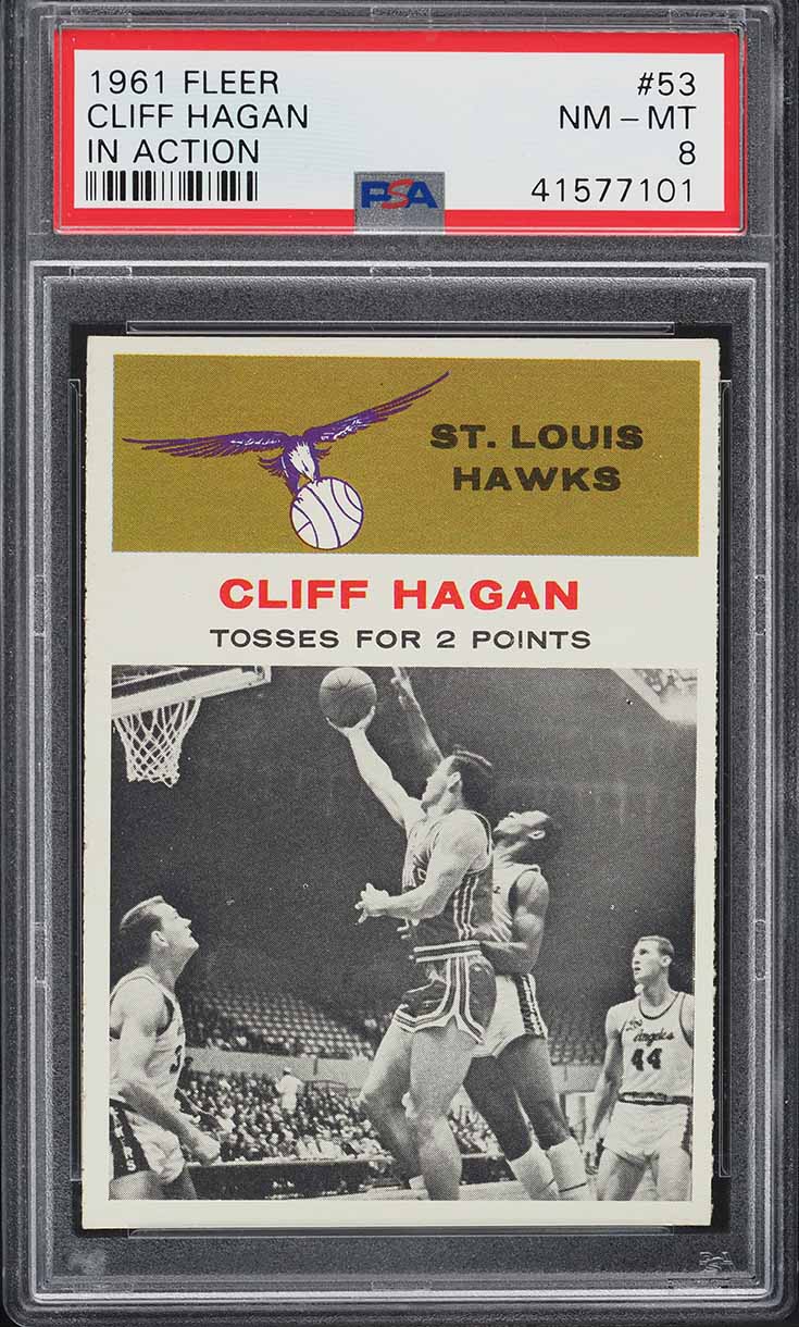 1961 Fleer Basketball Cliff Hagan IN ACTION #53 PSA 8 NM-MT on Fanatics ...