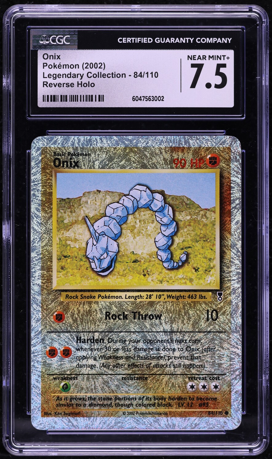 2002 Pokemon Legendary Collection Reverse Holo Onix #84 CGC 7.5 NRMT+ ...