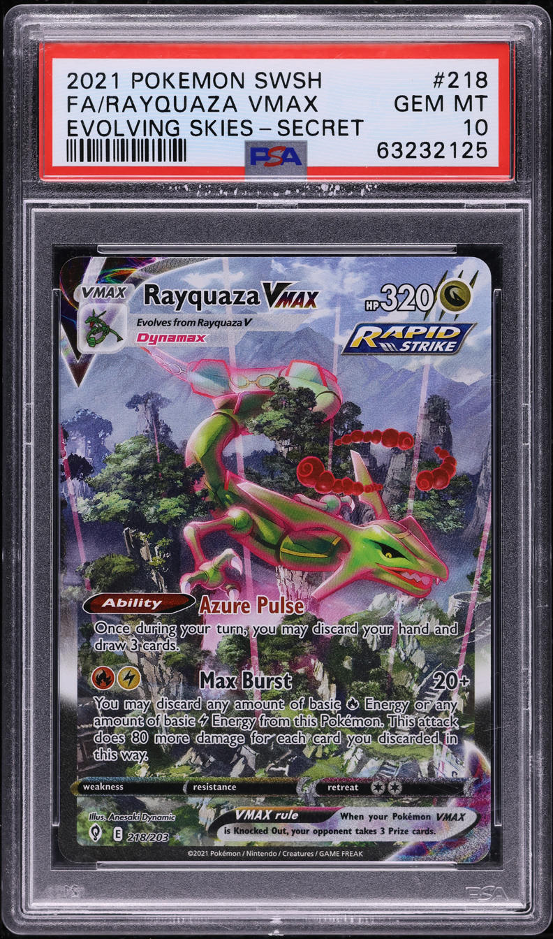 2021 Pokemon Sword & Shield Evolving Skies Rayquaza VMAX #218 PSA 10 GEM MINT on Fanatics Collect