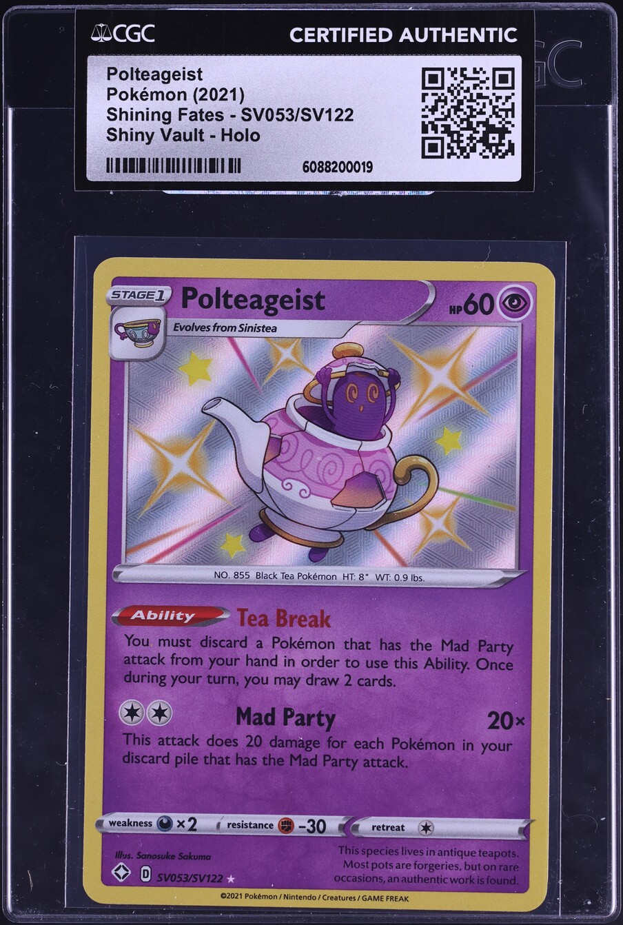 2021 Pokemon Sword & Shield Shining Fates Shiny Polteageist #SV053 CGC ...