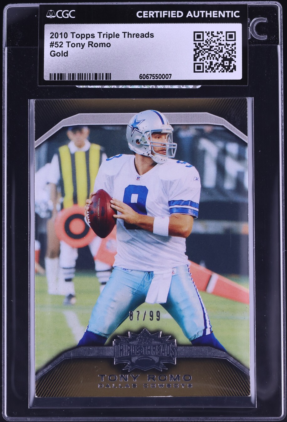 2010 Topps Triple Threads Gold Tony Romo /99 #52 CGC AUTH on Fanatics ...
