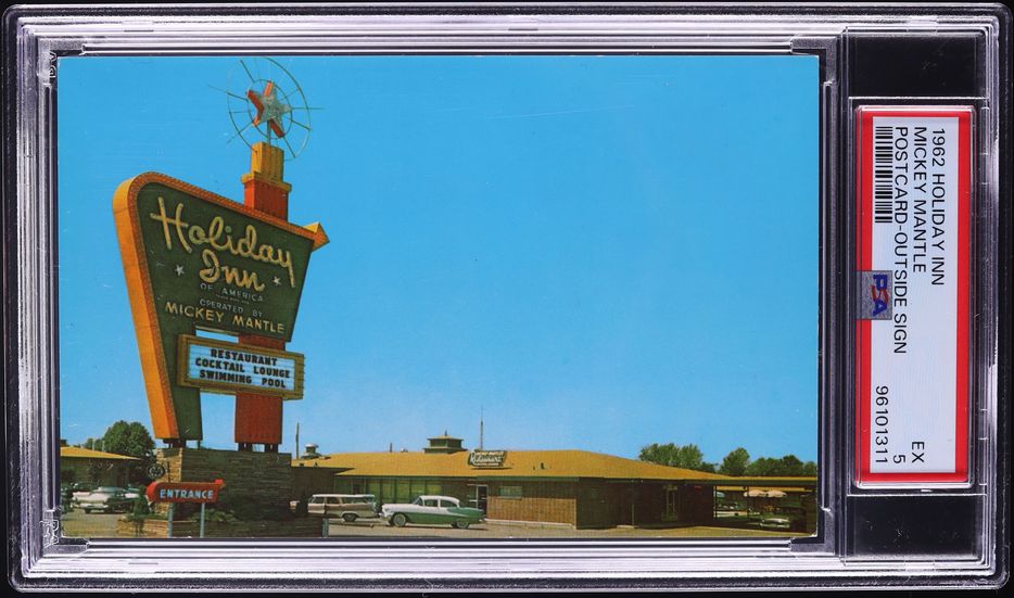 1962 Holiday Inn Postcard Outside Sign Mickey Mantle PSA 5 EX on ...