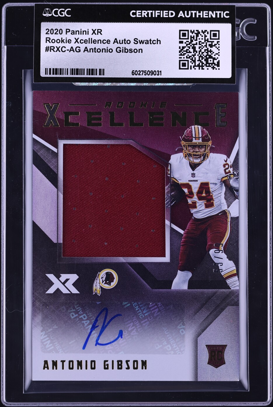2020 Panini XR Xcellence Antonio Gibson ROOKIE PATCH AUTO /99 #RXC-AG ...