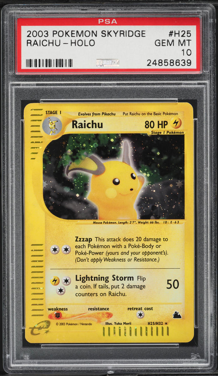 2003 Pokemon Skyridge Holo Raichu #H25 PSA 10 GEM MINT on Fanatics Collect