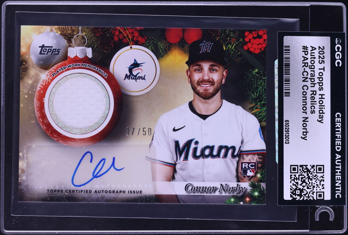 2025 Topps Holiday Connor Norby PATCH AUTO /50 #PAR-CN CGC AUTH on ...