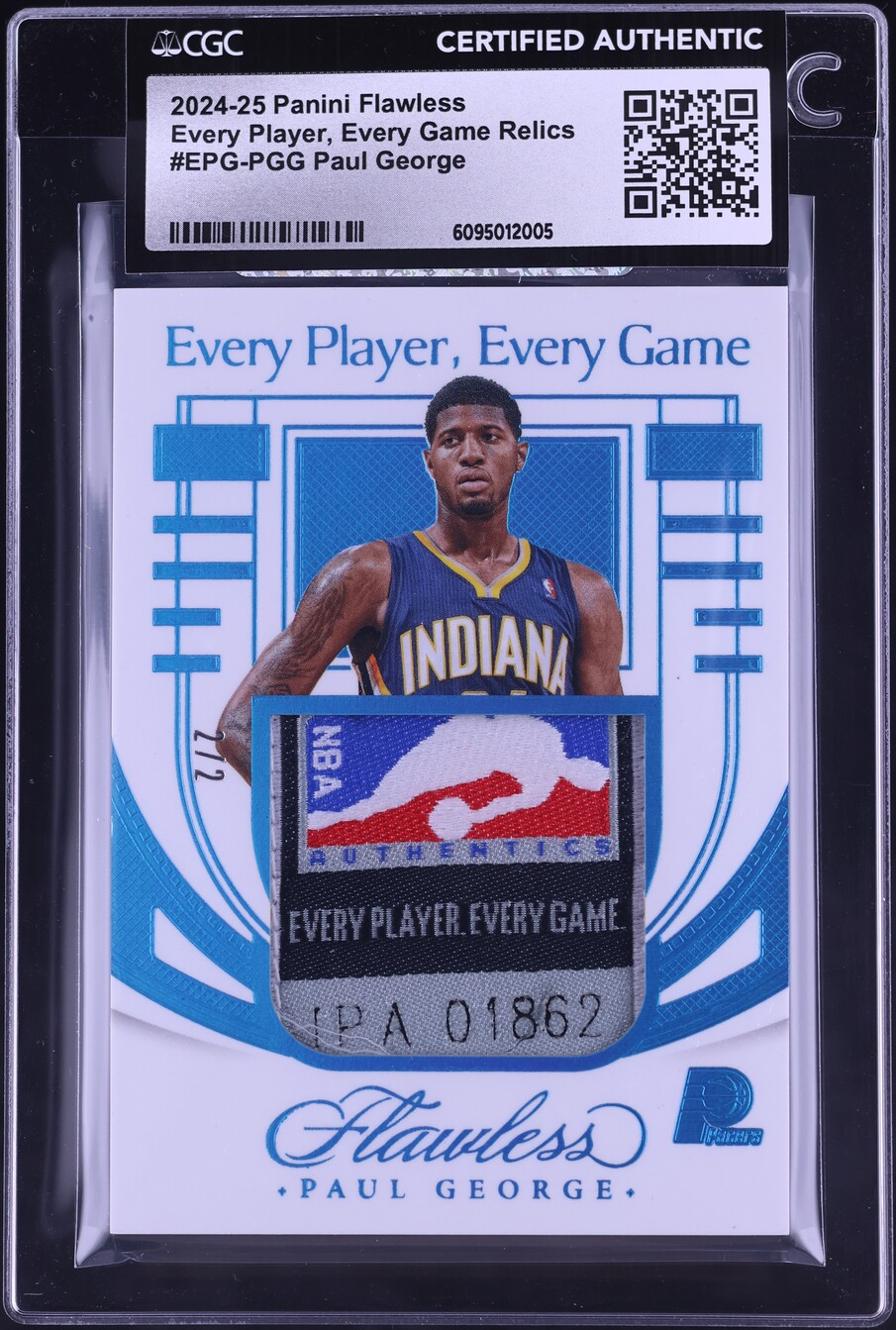 2024 Panini Flawless Every Player Every Game Paul George GAME-USED PATCH 2/2 #EPG-PGG CGC AUTH ...